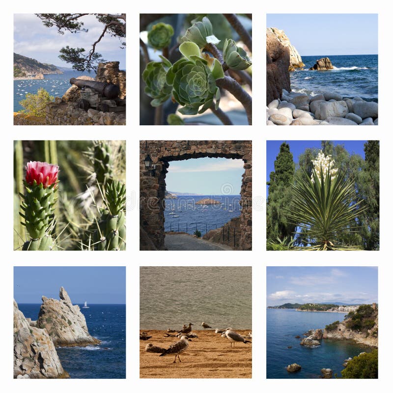 Collage - the Spanish Sea and Beaches Stock Image - Image of sunlight ...