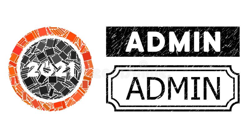 Admin Red Button Sign. Vector Illustration on White Background. Stock ...