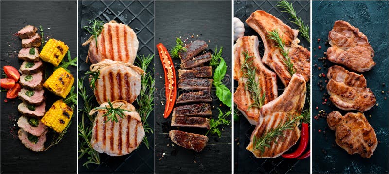 Collage. Steak and meat stock photo. Image of fillet - 151167482