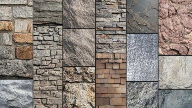 Collage of Stone Wall Texture Background for Interior Exterior ...
