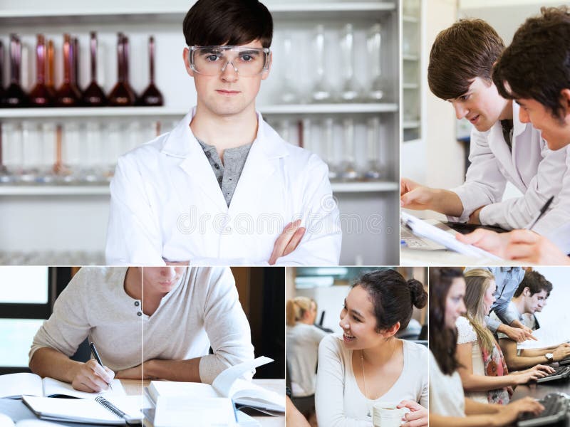 Collage of Students during Their Lectures Stock Photo - Image of ...