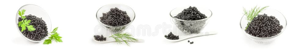 Collage of Sturgeon Roe on a White Background Clipping Path Stock Image ...