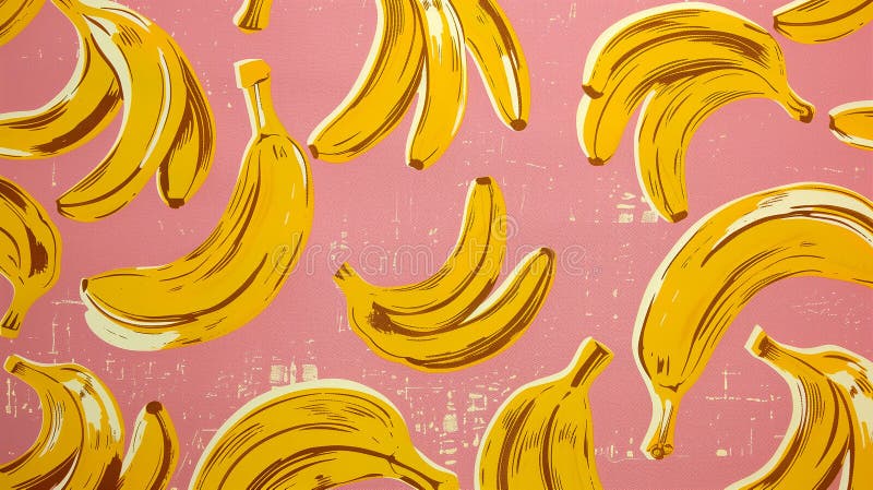 Collage Style Textured Bananas Pattern Background. Yellow Bananas ...