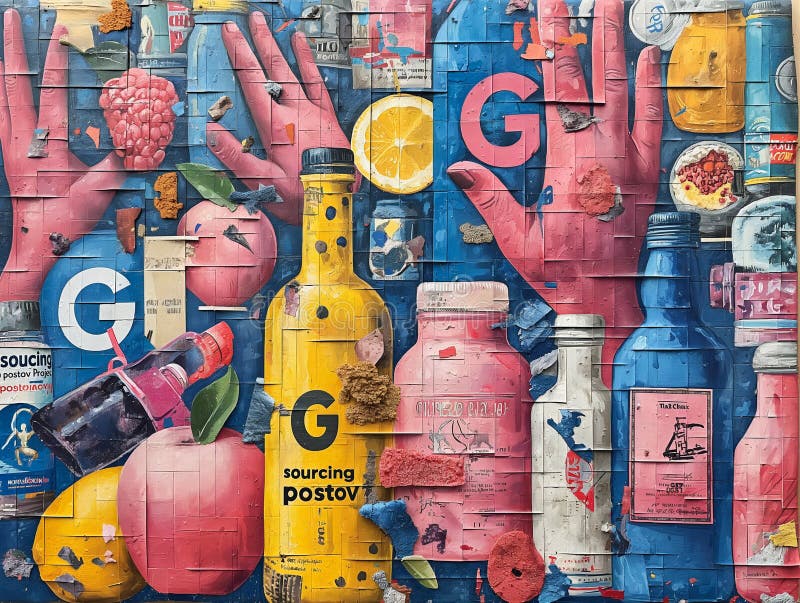 Collage Style Everyday Clutter Wine Stock Illustration - Illustration ...