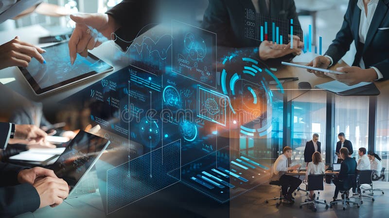 A Collage-style Image Showcasing a Variety of Business and Technology ...