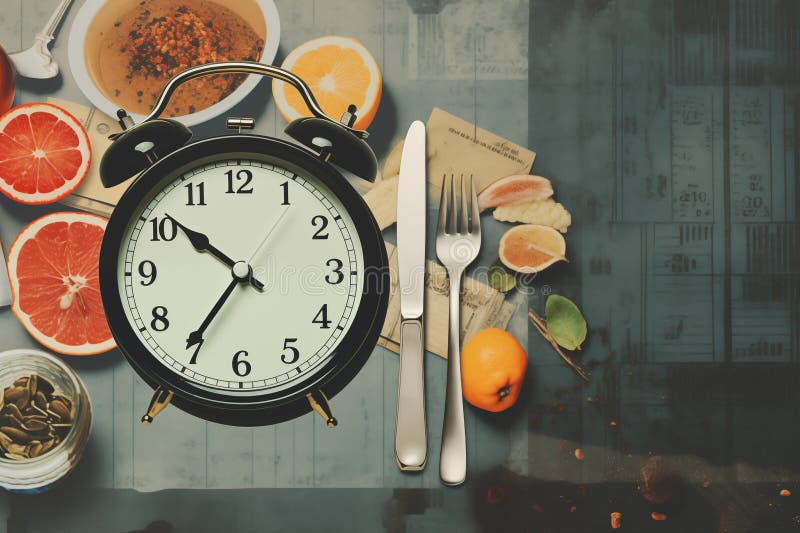 Collage Style, Interval Fasting Concept. Dietary Pattern Issues ...