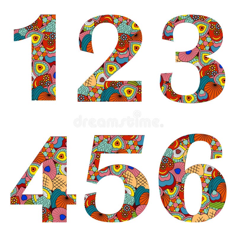 Collage-style-numbers-in-color,-white-background,-vector Stock Vector ...