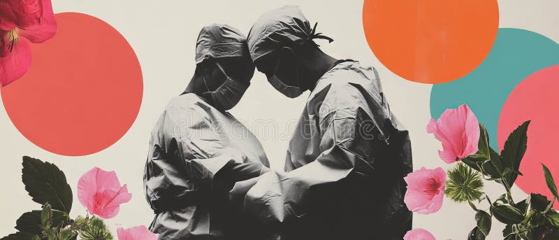Collage of a Surgeon Performing Surgery Surrounded by Geometric Shapes ...