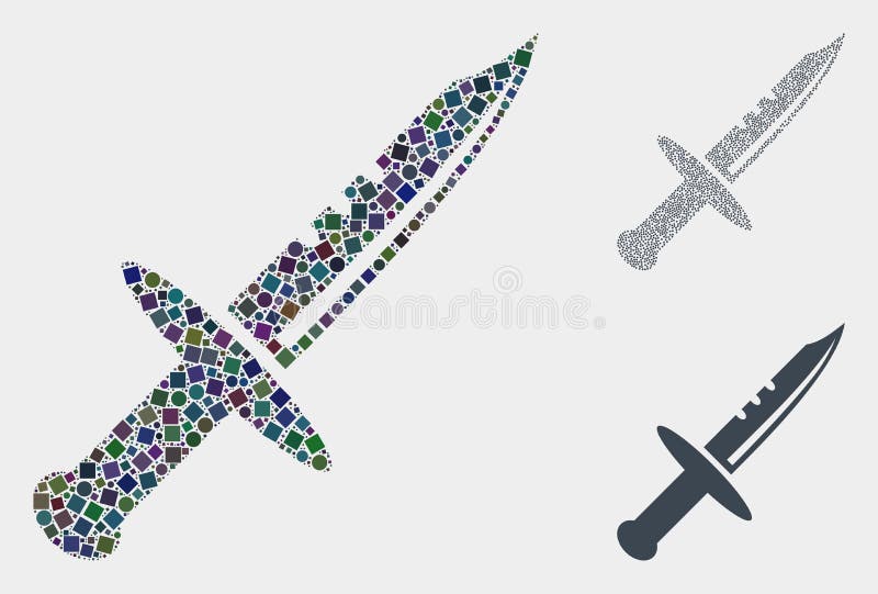 Sword Icon Collages of Squares and Circles Stock Vector - Illustration ...