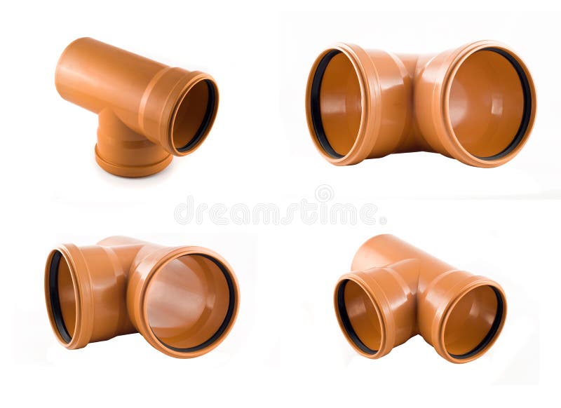 Collage of T-branch Sewer Pipe Photos Isolated Stock Image - Image of ...