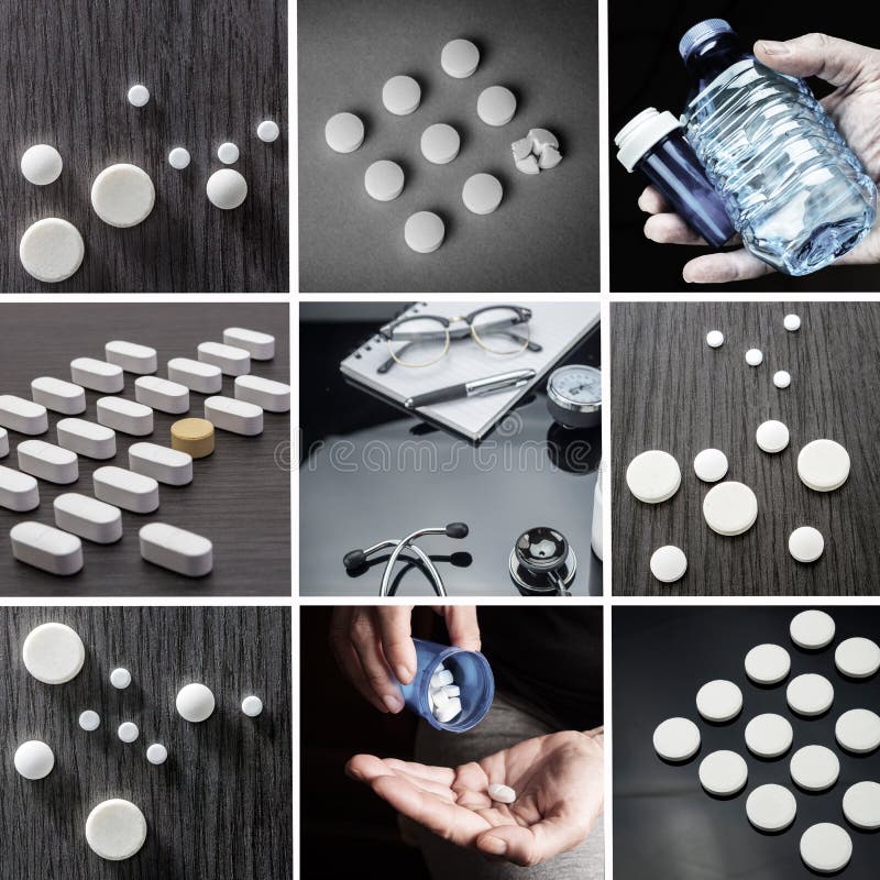 Collage Takes daily of Pills Stock Image - Image of container ...