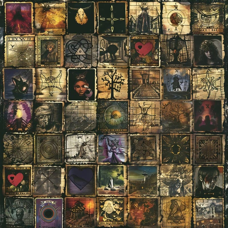 A Collage of Tarot Cards, Arranged in a Grid-like Pattern, Showcases ...