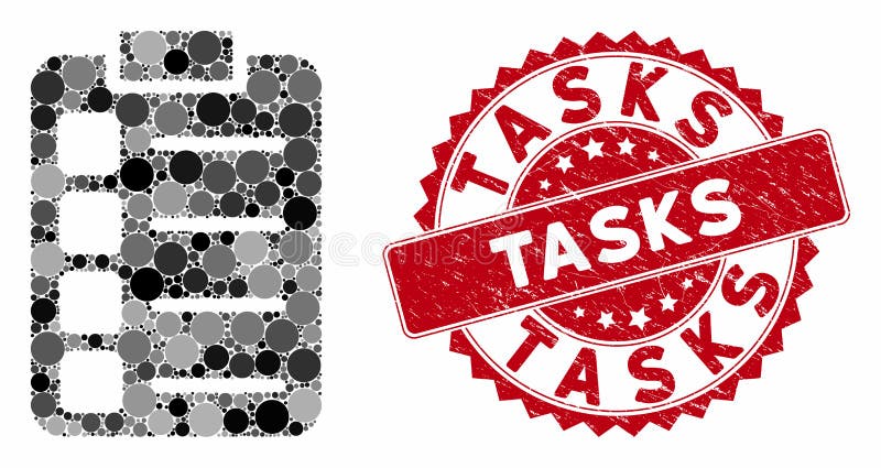 Collage Tasks with Distress Tasks Stamp Stock Illustration ...