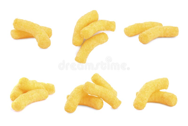 Collage of Tasty Corn Sticks on White Background Stock Image - Image of ...