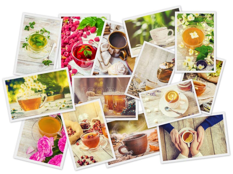 Collage of Tea. Selective Focus Stock Image - Image of dessert, banner ...