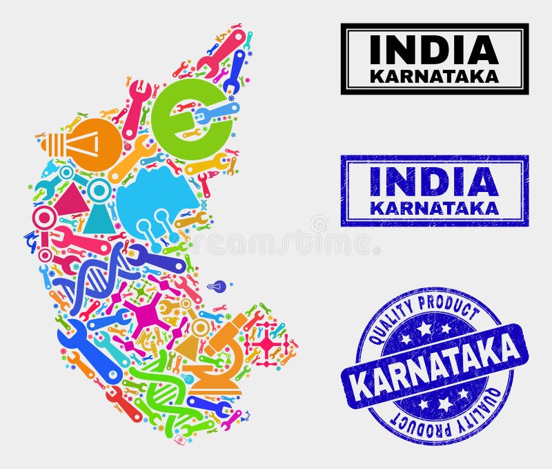 Mosaic Karnataka State Map of Round Items Stock Vector - Illustration ...