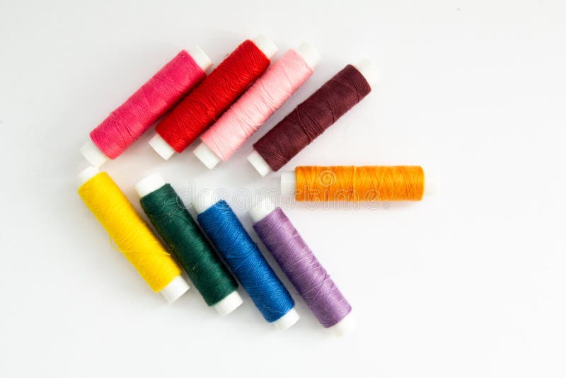Collage of Threads for Sewing Different Colors Stock Photo - Image of ...