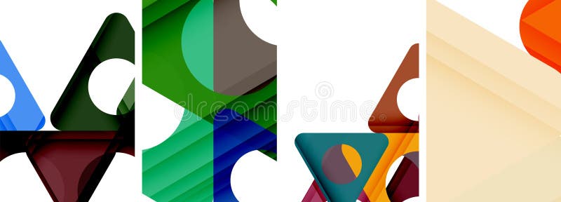 A Collage of Three Different Colored Triangles on a White Background ...