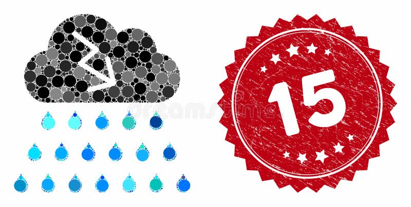 Collage Thunderstorm Rain Cloud with Textured 15 Seal Stock ...