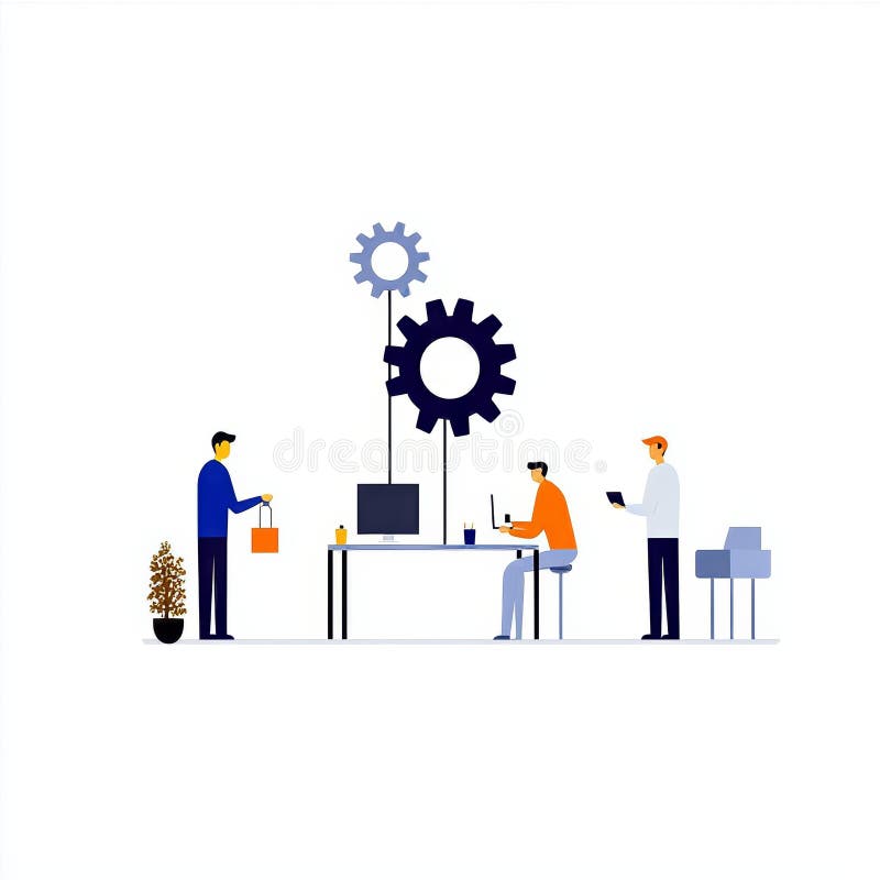 A Collage from Today& X27;s Art Scene Depicting Workers Linking Gears ...