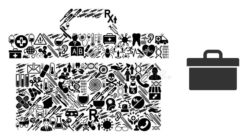 Collage Toolbox with Health Care Symbols Stock Vector - Illustration of ...