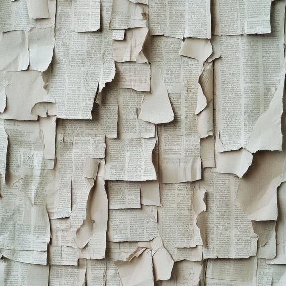 Collage of Torn Newspaper Articles and Notes on Old Paper Surface ...