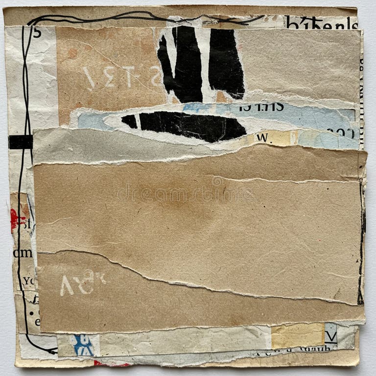 A Collage of Torn Paper Layers, Featuring Mixed Textures and Colors ...