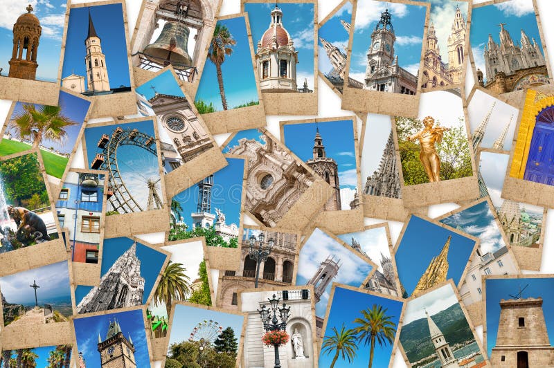 Collage of Travel Photos from Different Cities Stock Photo - Image of ...