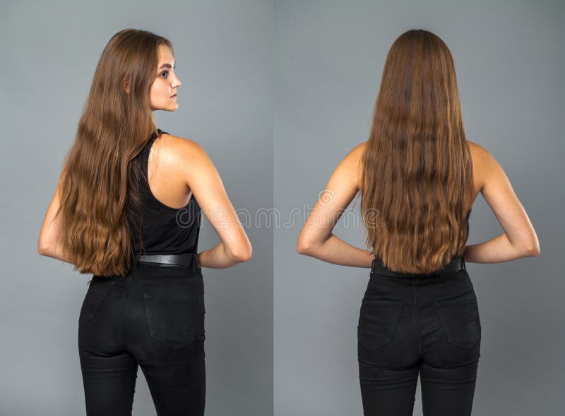 Back Rear View Brunette Hair Models Stock Photo - Image of beauty, lady ...