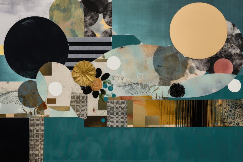 Collage with Unexpected Combination of Materials and Colors Stock ...