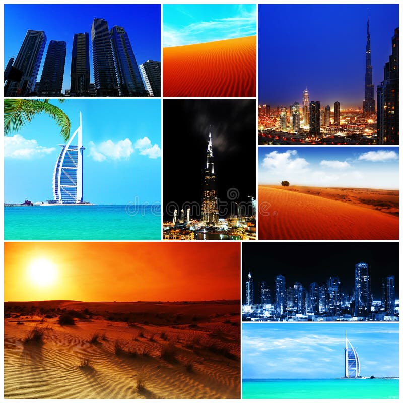 UAE Collage, United Arab Emirates Stock Image - Image of dubai, mosque ...
