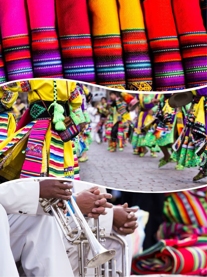 Collage Van Traditionele De Cultuurbeelden Van Peru - Reisachtergrond ...
