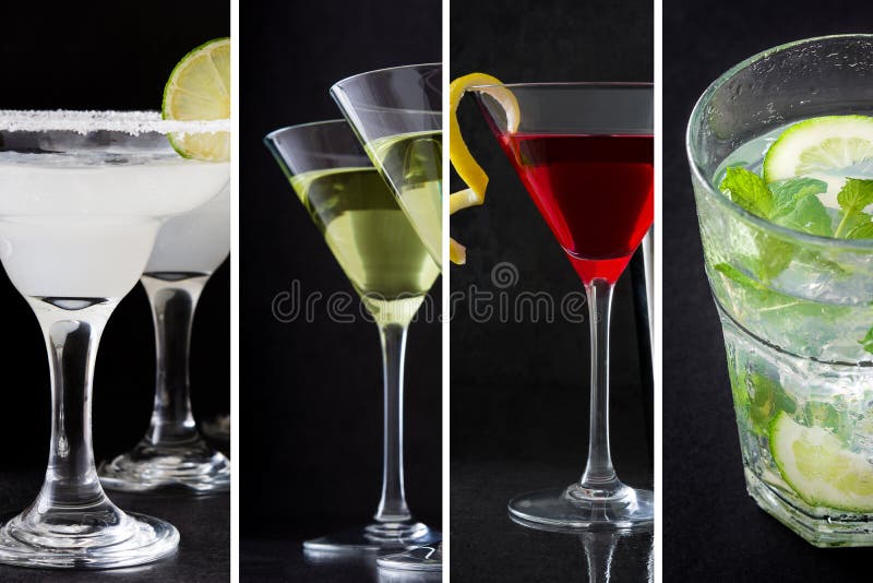 Collage Van Verschillende Cocktails Stock Afbeelding - Image of appel ...