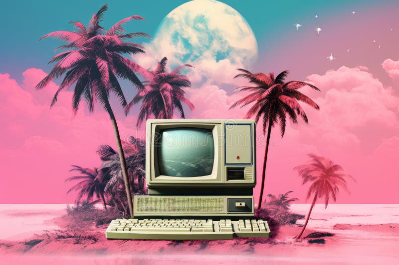 Collage of Vaporwave Elements from the 90s, Featuring Retro Computer ...