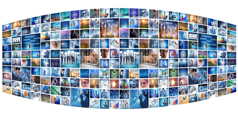 The Collage Of Various Business Concepts Stock Photo - Image of network ...
