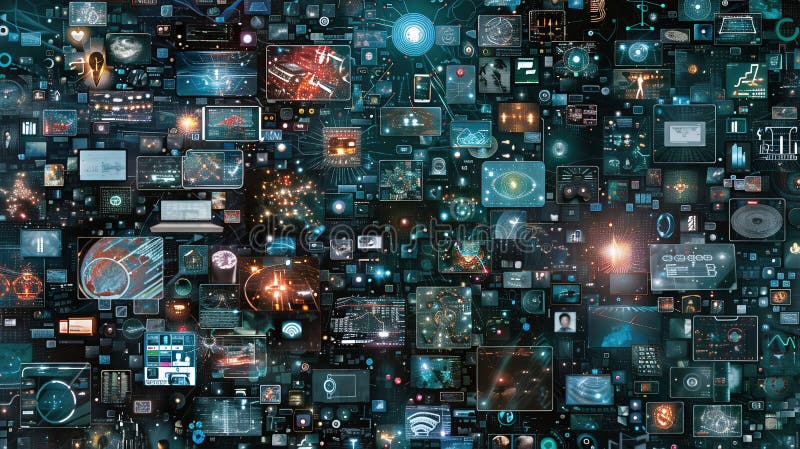 Collage of Various Business and Technology Concepts. Wide Angle Visual ...