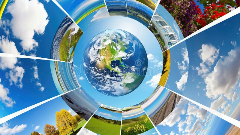 Collage of Various Business and Technology Concepts. Wide Angle Visual ...