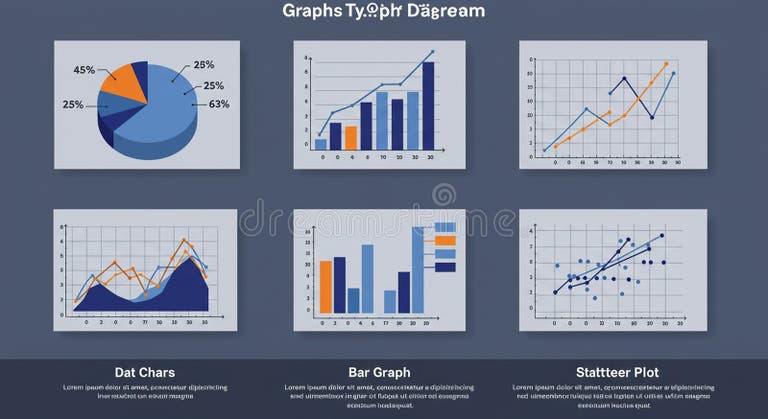 A Collage of Various Graph Types is Displayed on a Grey Background. the ...