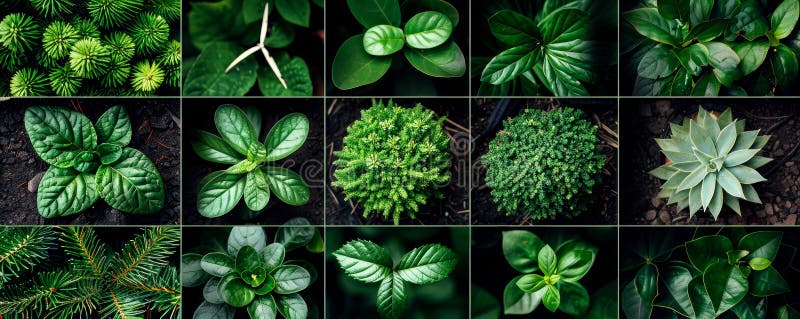 Collage of Various Green Plants Showcasing Diverse Leaf Patterns and ...