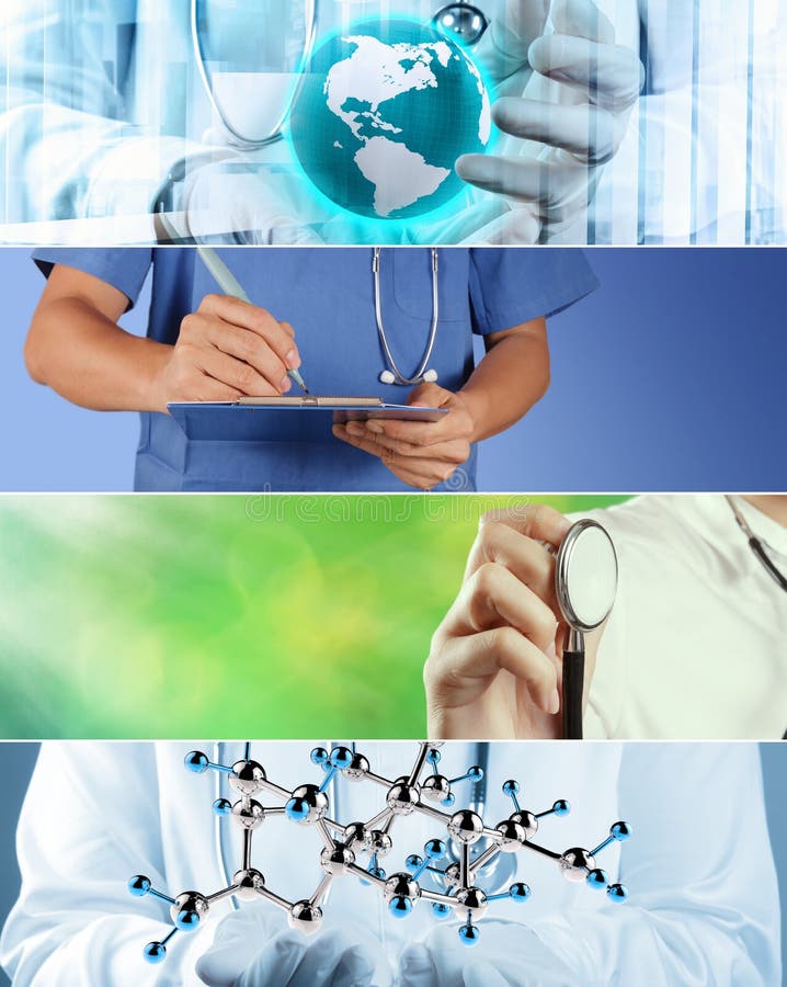 Collage of Various Modern Medical Stock Image - Image of hand, button ...
