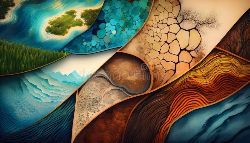 A Collage of Various Natural Earth Textures Mixed in Beautiful Abstract ...