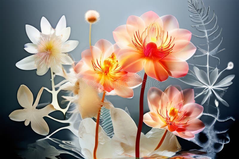 A Collage of Various Natural Elements Combined with a Luminogram Stock ...