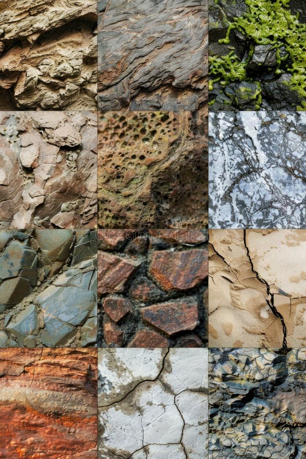 Collage of Various Natural Stone Textures. Geology and Natural ...