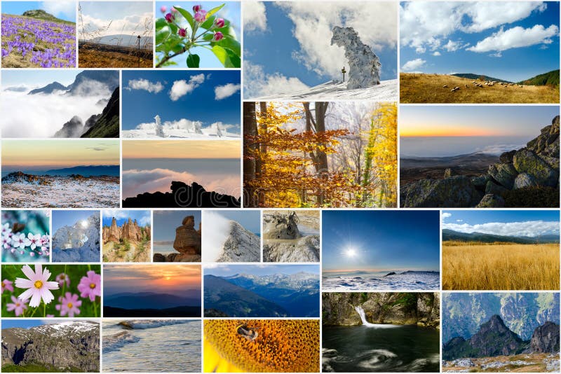 Collage of Nature and Travel Photos Stock Image - Image of composite ...