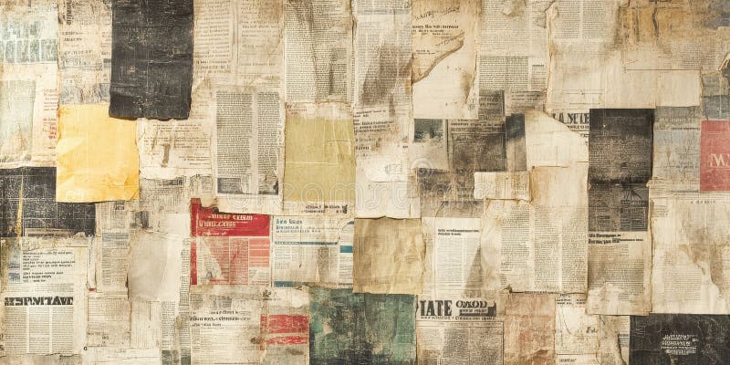 A Collage of Various Newspaper Clippings Creating a Textured, Layered ...