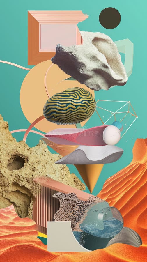 A Collage of Various Objects in a Desert Stock Image - Image of ...