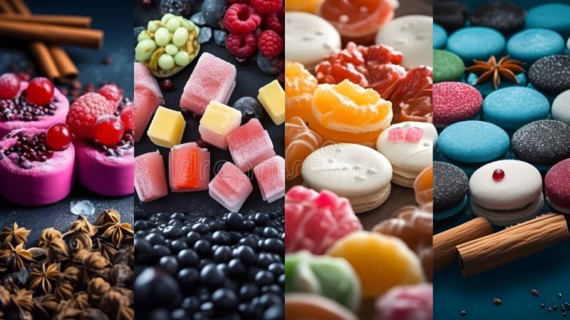 A Collage of Various Photos of Sweets. Stock Illustration ...