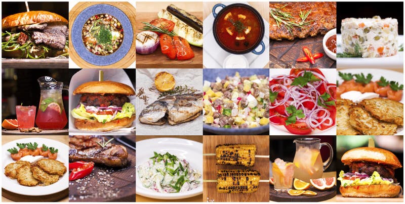 Collage Various Restaurant Dishes Stock Photo - Image of delicious ...