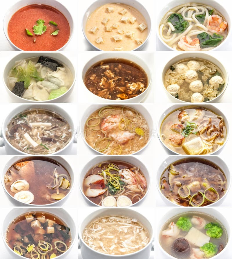 Collage of various soups stock image. Image of parsley - 48938155