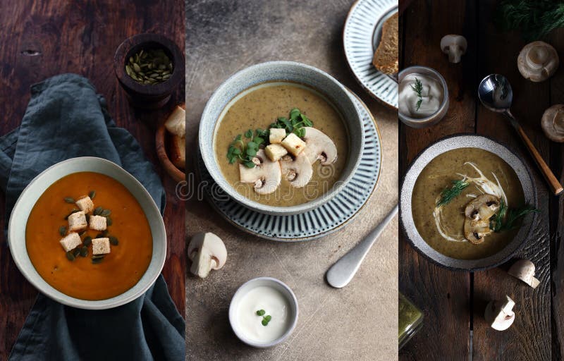 Collage of various soups stock photo. Image of variety - 234861492